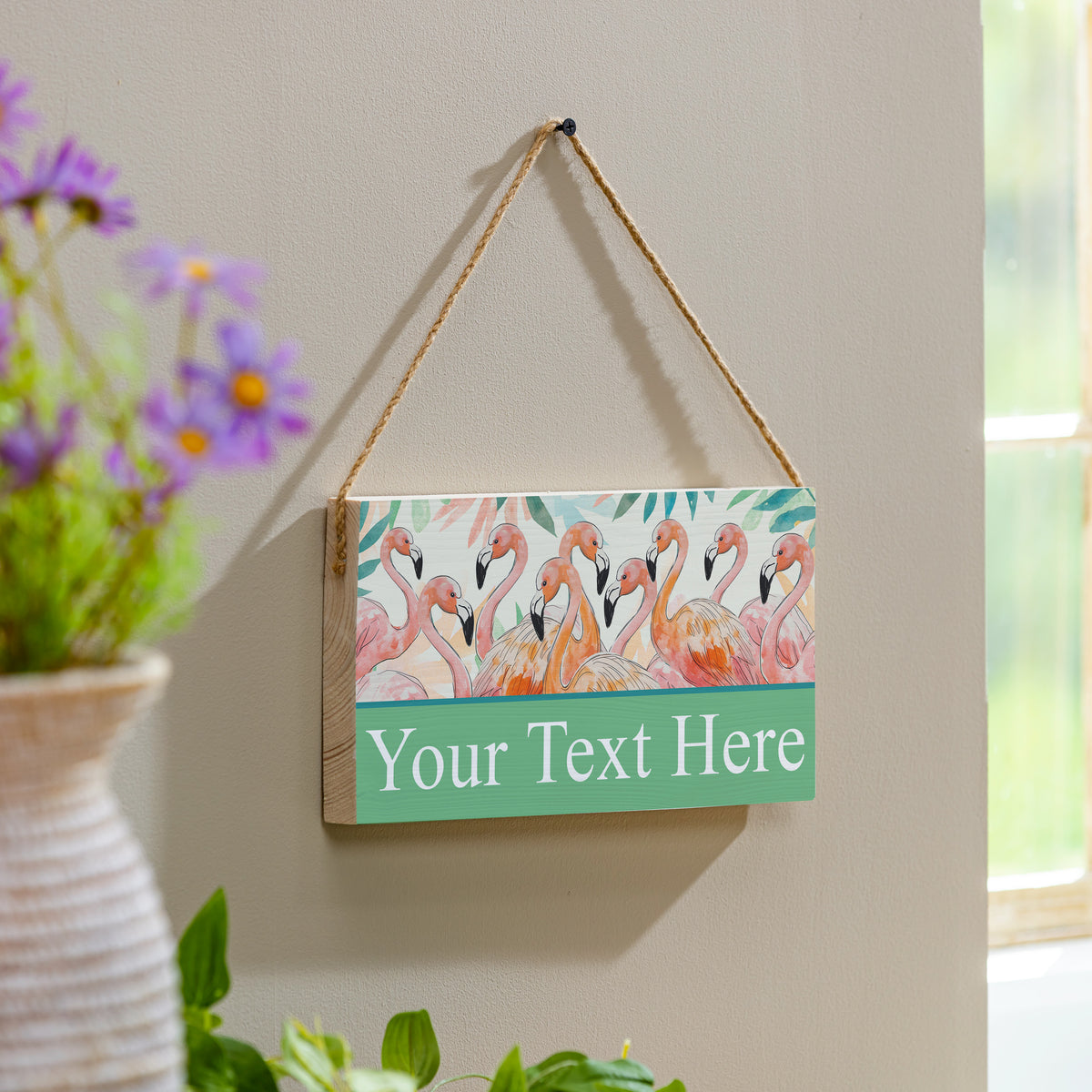 Southwest/Texas Palm Beach Flamingos Hanging Signs w/rope Landscape (11 ...