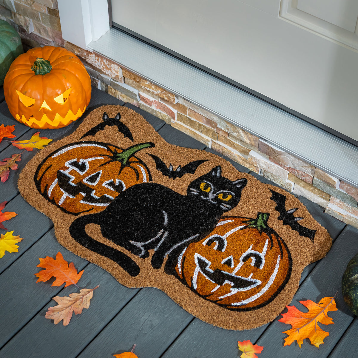 Pumpkin Patch Cat Shaped Coir Mat – Plow & Hearth