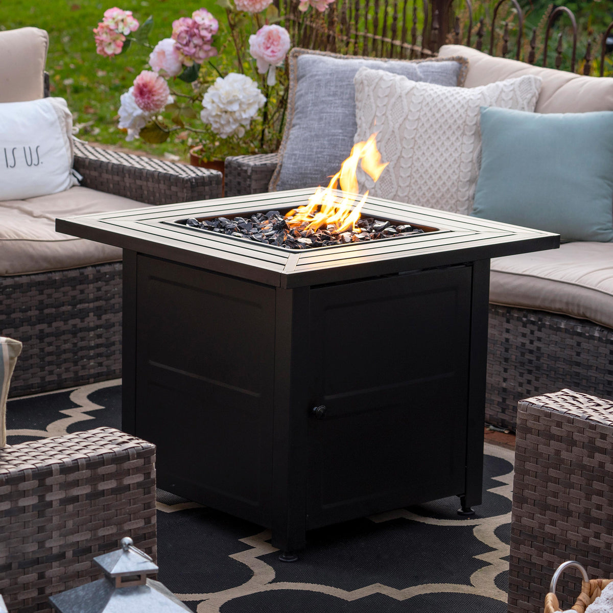 Gilbert Outdoor LP Gas Fire Pit with Steel Mantel – Plow & Hearth