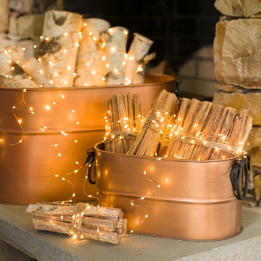 Large Copper Firewood Bucket | Wood Storage | Plow & Hearth