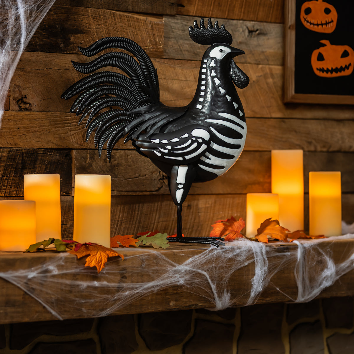 Halloween Metal Rooster Skeleton Garden Statue – Plow & Hearth
