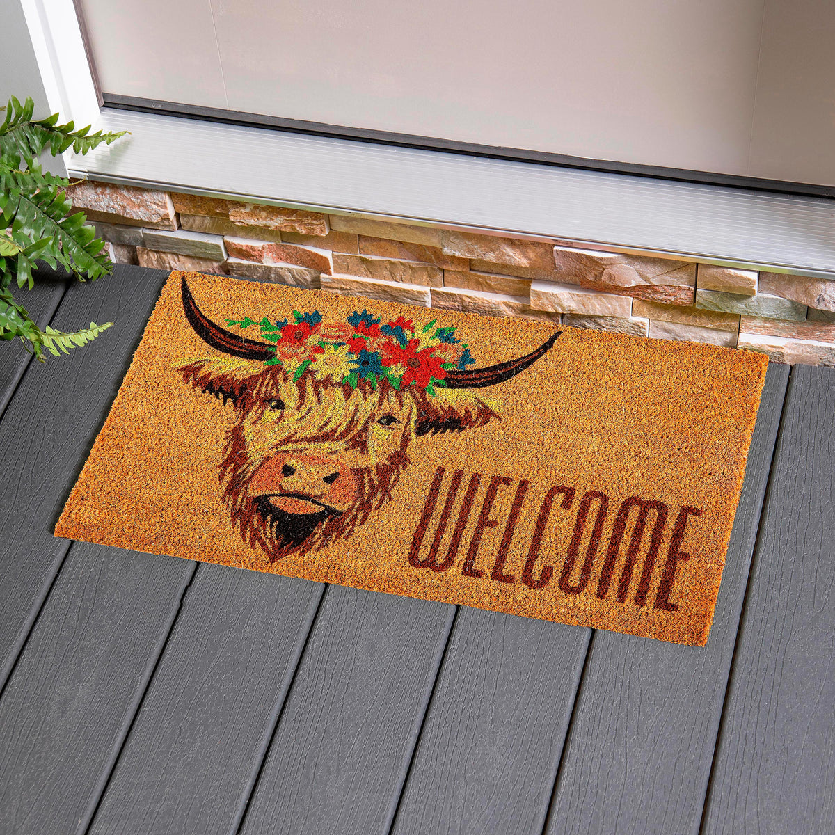 Highland Cow Welcome Coir Mat – Plow & Hearth