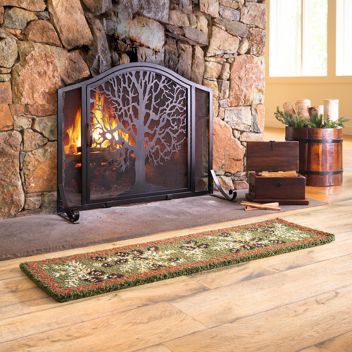 Small Tree of Life Fire Screen with Door | Plow & Hearth