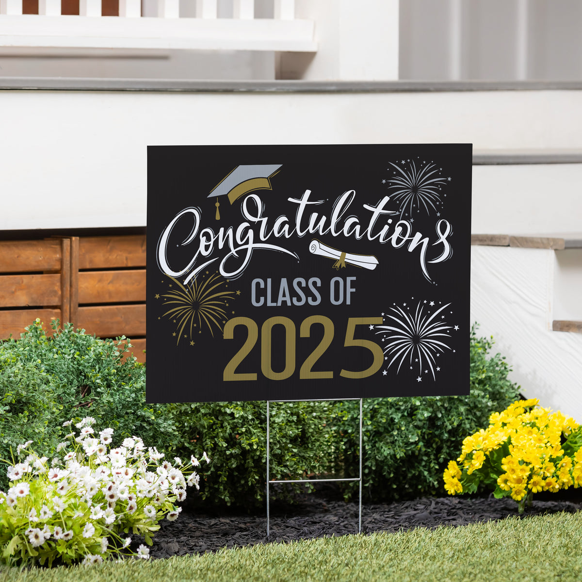 "Congrats Class of 2025" Graduation Coroplast Yard Sign with H-Stake ...