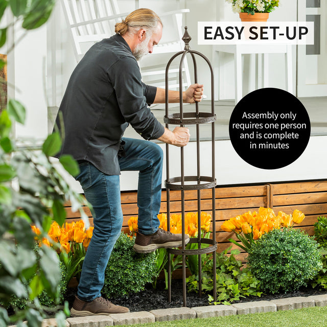 5' Powder-Coated Steel Garden Antique Copper Obelisk – Plow & Hearth