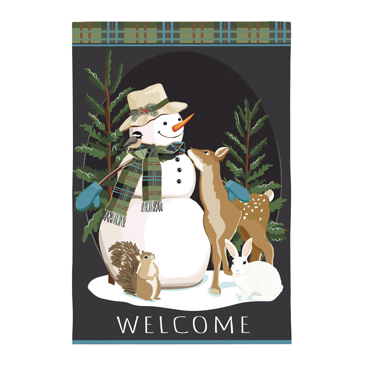Woodland Snowman and Friends Applique House Flag – Plow & Hearth