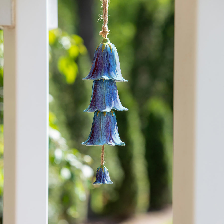 Blue Ceramic Flower Garden Bells Wind Chime – Plow & Hearth