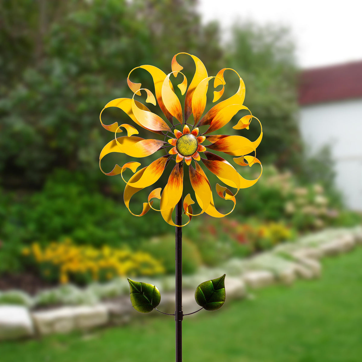 Petal & Plow Wind Spinner, Sunflower Design, 75"H – Plow & Hearth