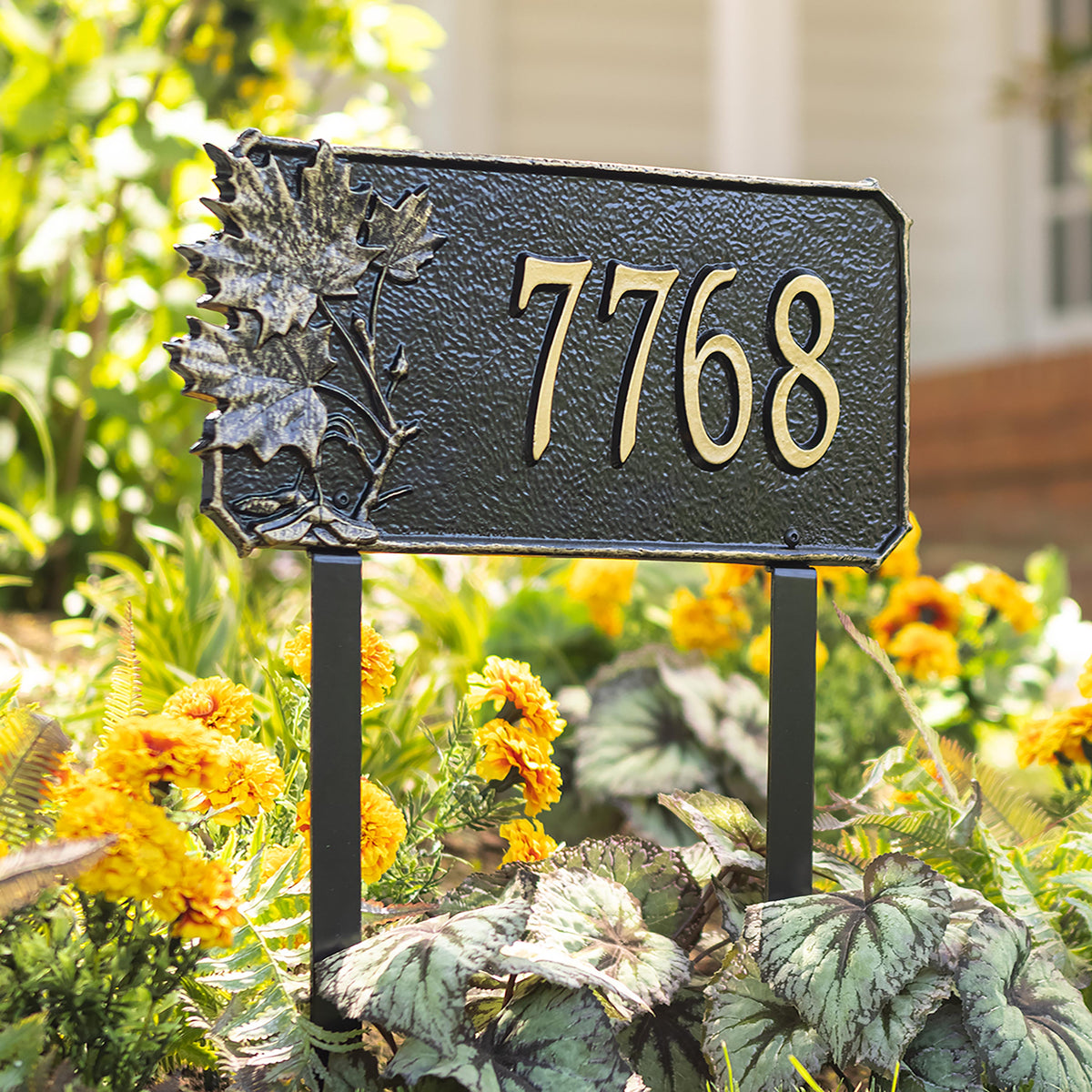 Leaf Accent Address Plaque | Lawn Plaques | Plow & Hearth
