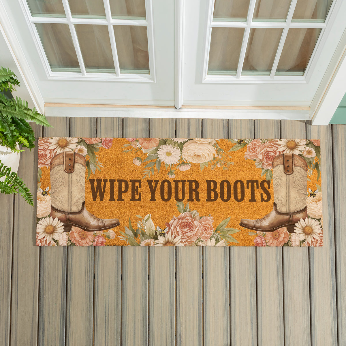 Petal & Plow Floral Boots, Coir Mat, 60"x24" – Plow & Hearth