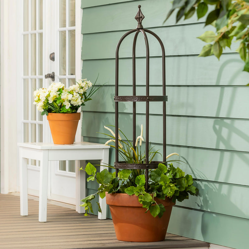 5' Powder-Coated Steel Garden Antique Copper Obelisk – Plow & Hearth