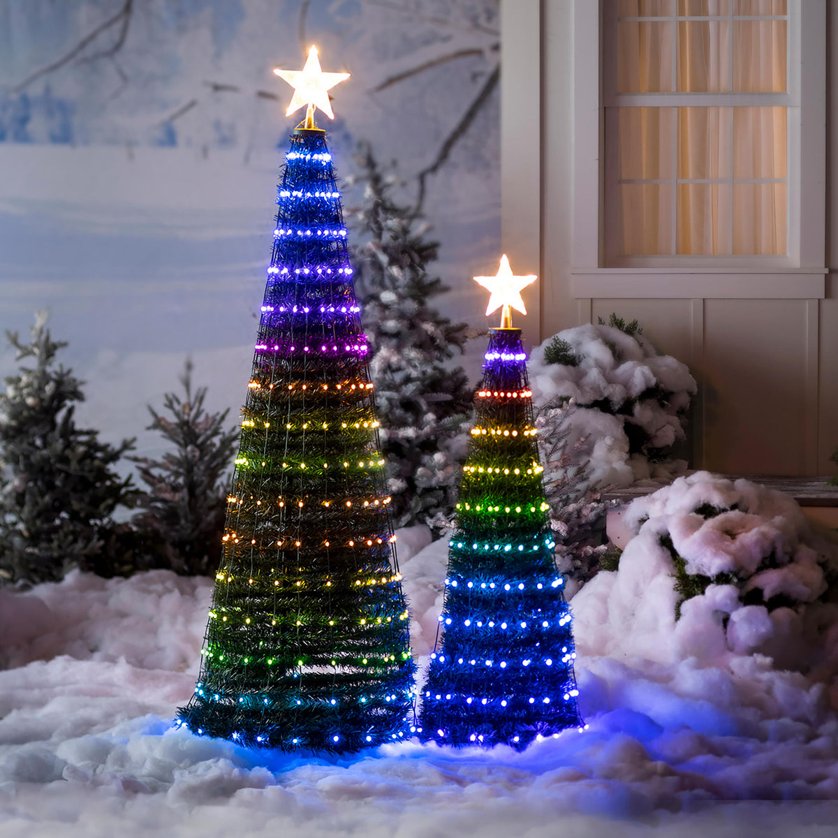 Indoor/Outdoor Christmas Tree With Multicolor Lights, 71" – Plow & Hearth
