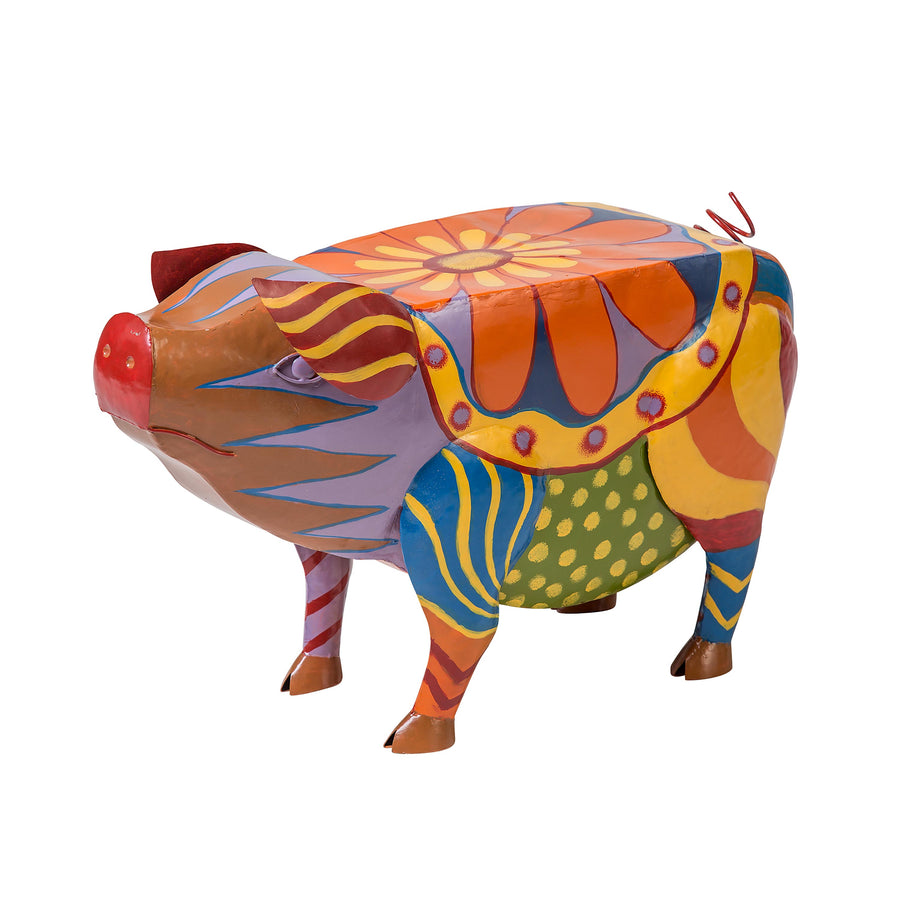 Colorful Folk Art Pig Side Table – Plow & Hearth