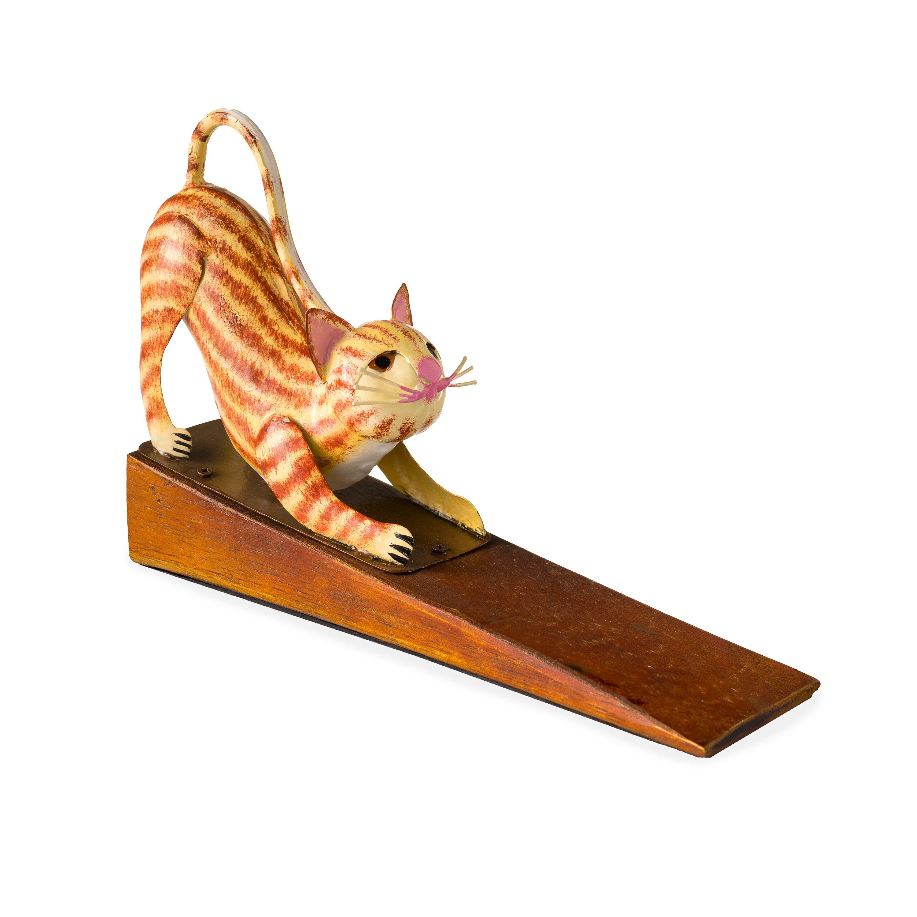 Handcrafted Metal Cat Door Stopper Plow Hearth