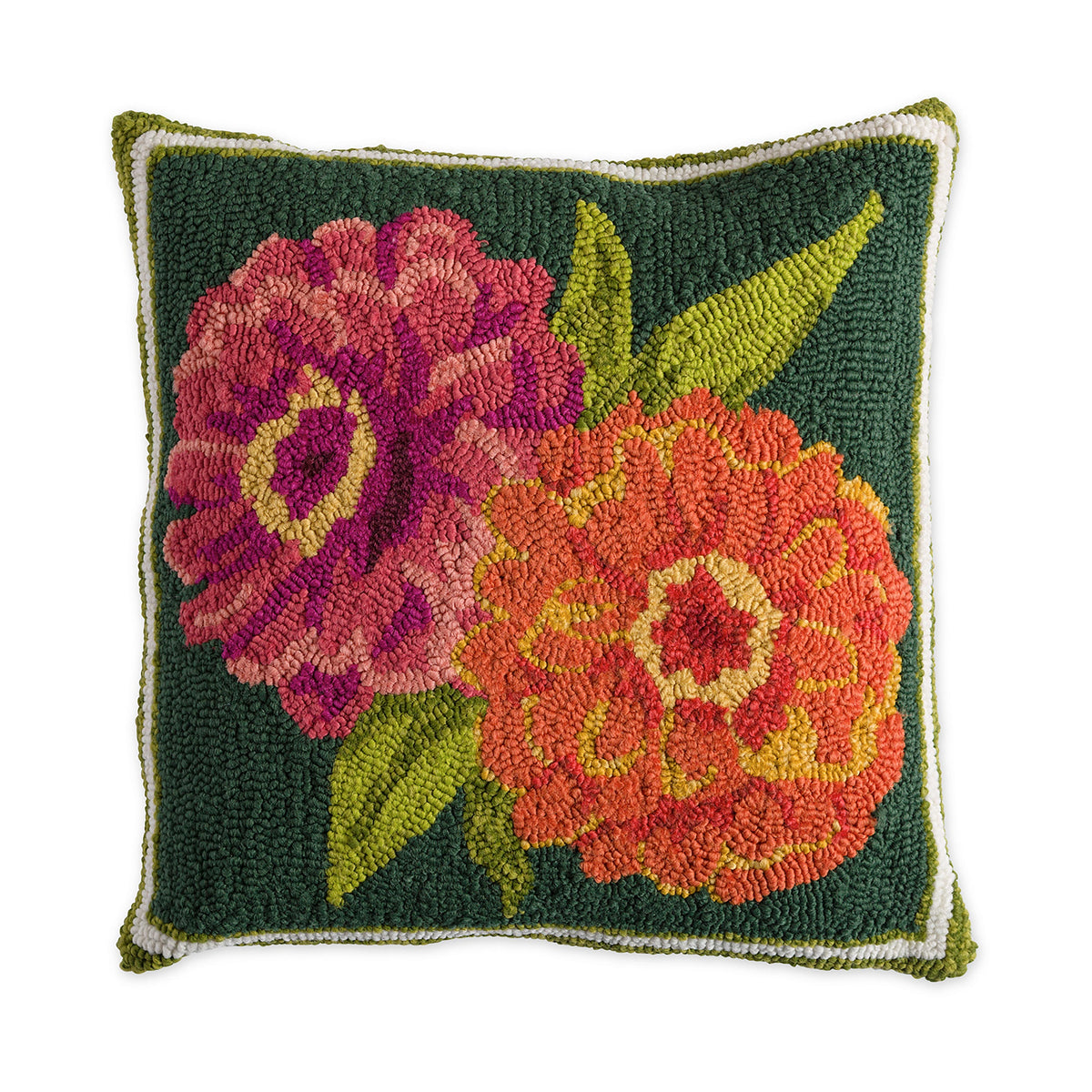 Indoor/Outdoor Double Zinnia Hooked Throw Pillow – Plow & Hearth