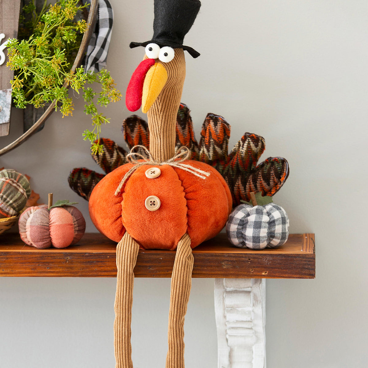 Plush Pumpkin Body Turkey Table Decor – Plow & Hearth