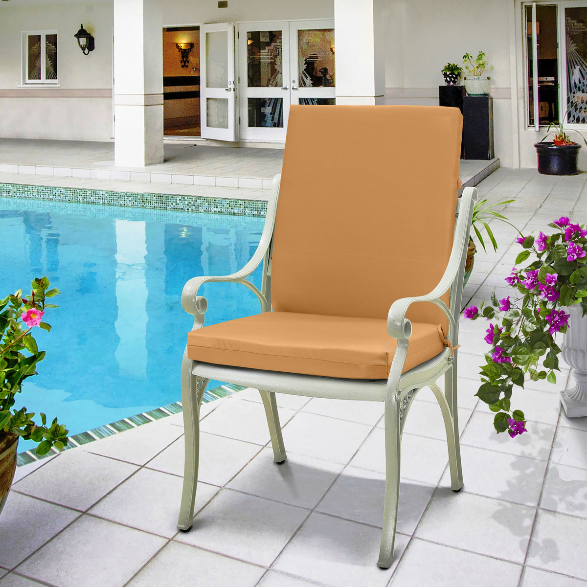 Outdoor Polypropylene High Back Cushion 20"x45", Mustard – Plow & Hearth