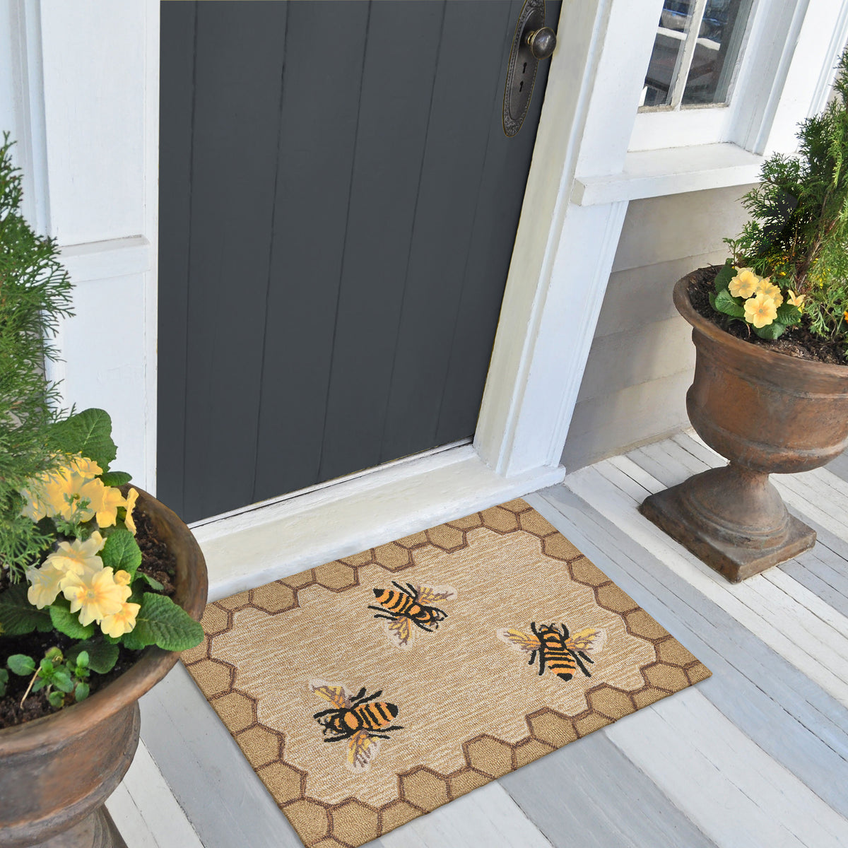 Liora Manne Frontporch Honeycomb Bee Indoor/Outdoor Mat Natural 2' x 3 ...