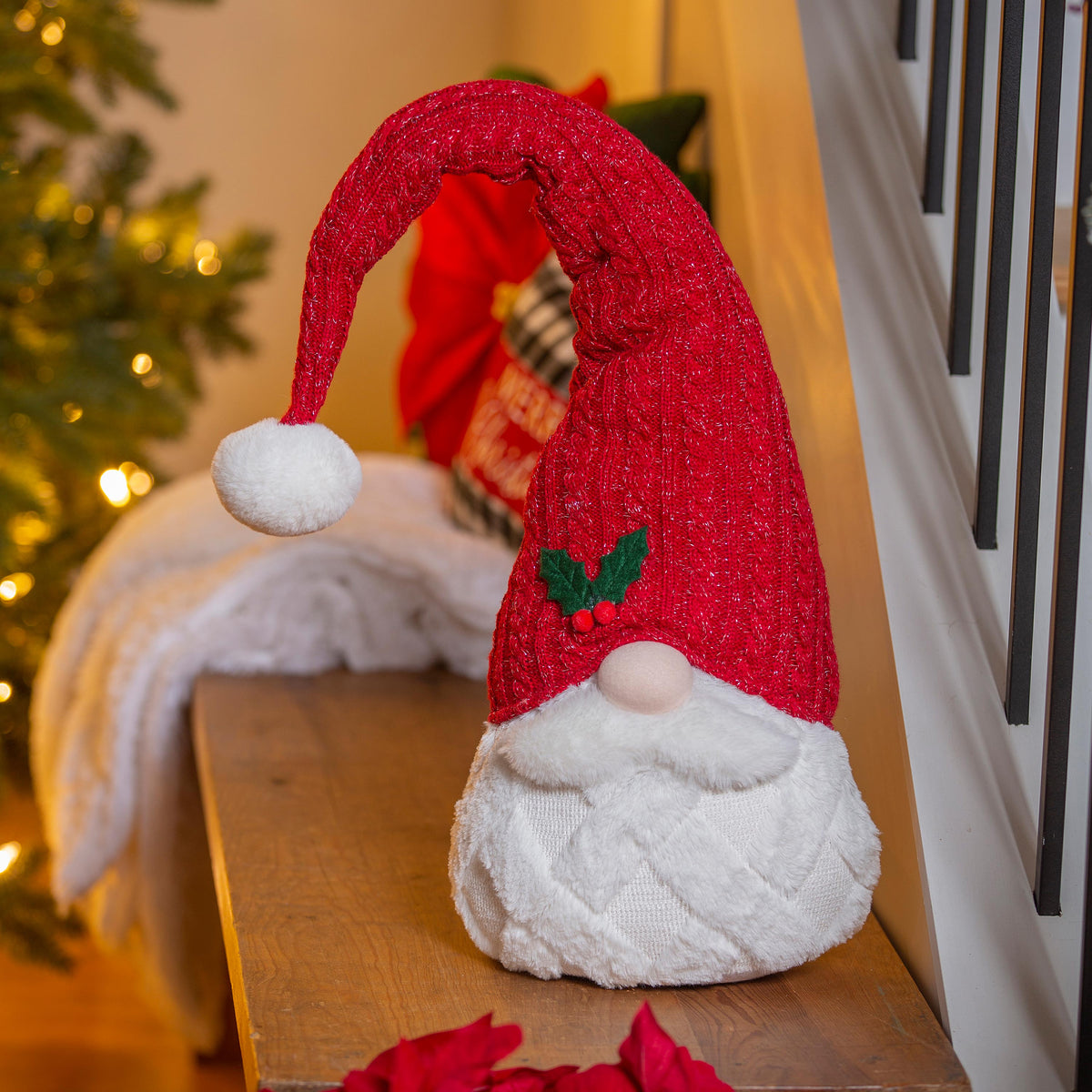 Traditional Santa Table Decor Fabric Gnome with Red Hat – Plow & Hearth