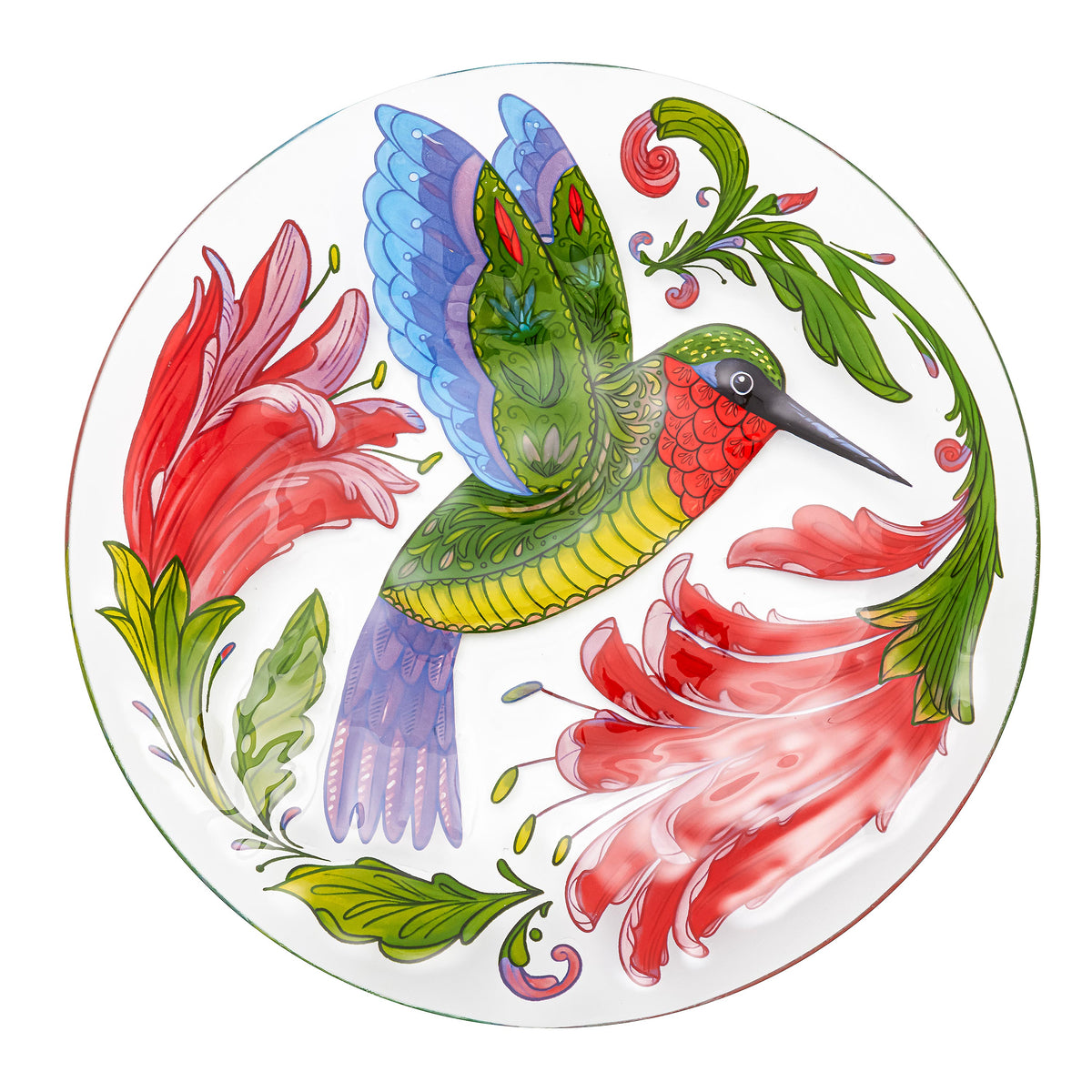 18" Folk-art Hummingbird Bird Glass Bird Bath – Plow & Hearth