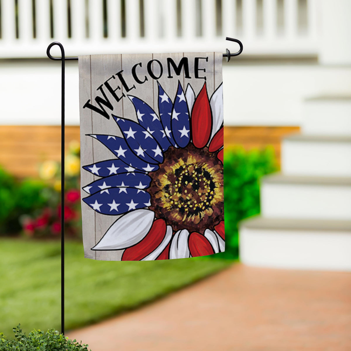 Patriotic Sunflower Burlap Garden Flag – Plow & Hearth