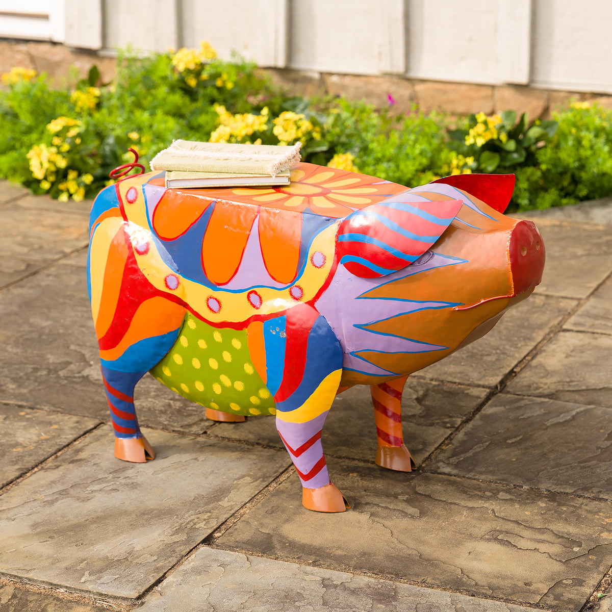 Colorful Folk Art Pig Side Table – Plow & Hearth