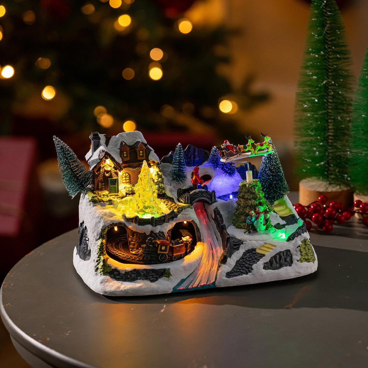 Traditional Santa LED Table Decor Plastic Christmas Winter Scene, Moti ...