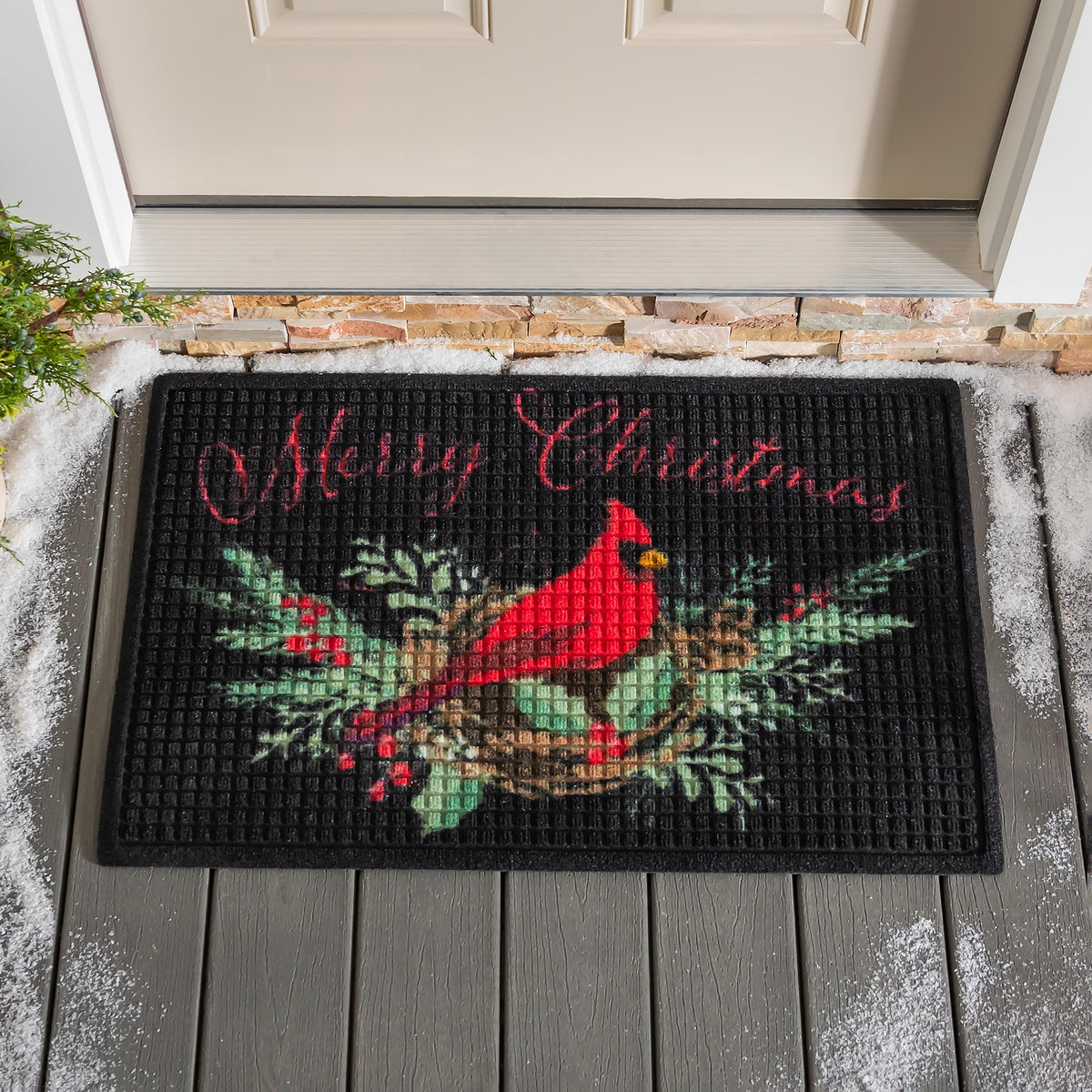 Waterhog Merry Christmas Cardinal Indoor/Outdoor Doormat, 2' x 3 ...