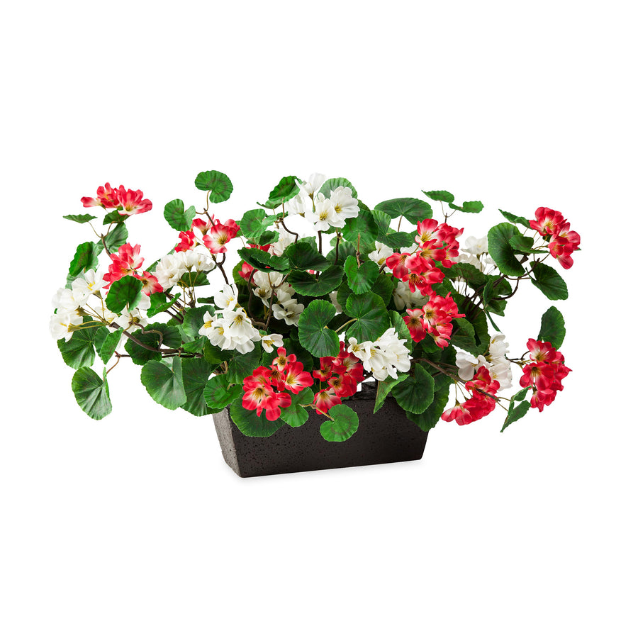 Everlasting Faux Red & White Geranium Window Box Filler | Plow & Hearth