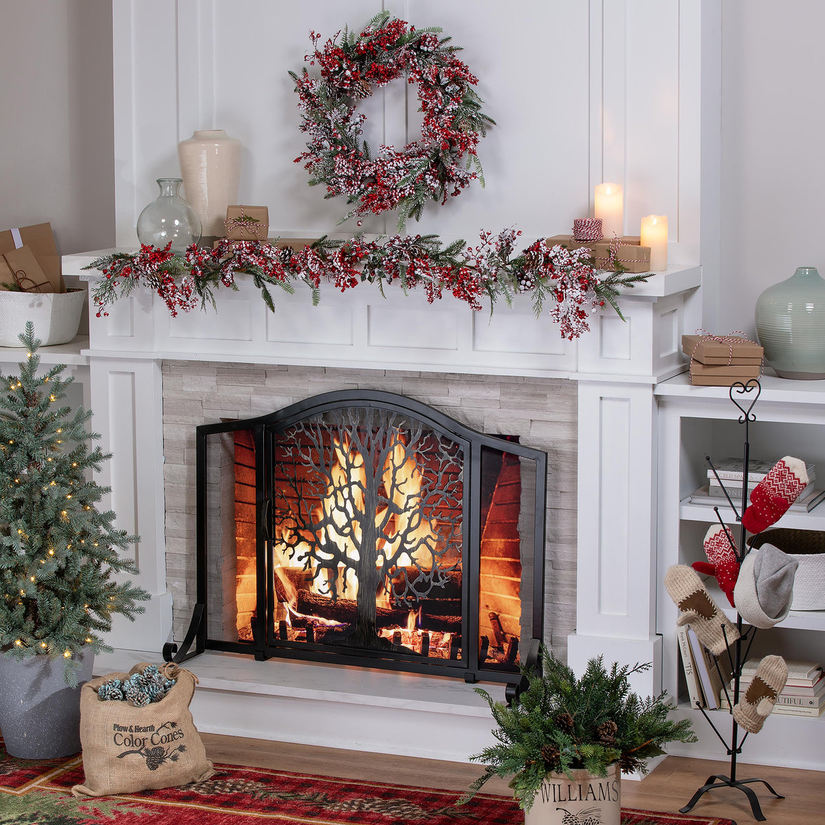 Large Tree of Life Fire Screen with Door | Plow & Hearth