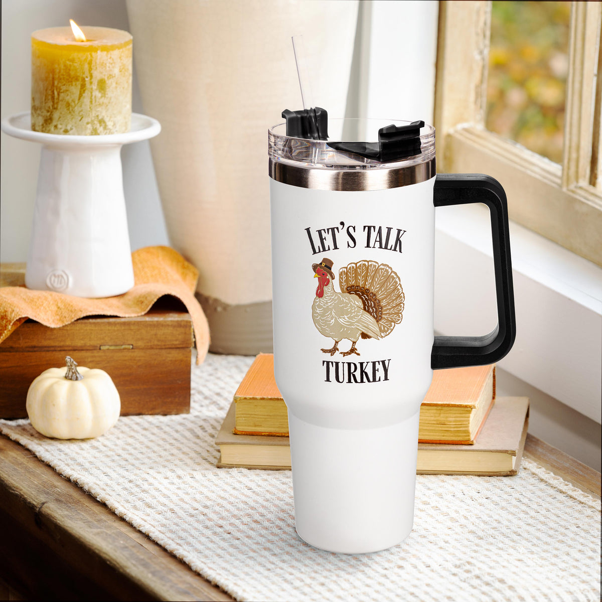 Let's Talk Turkey Canyon Cup, Double Wall Stainless Steel w/ Straw, 40 ...