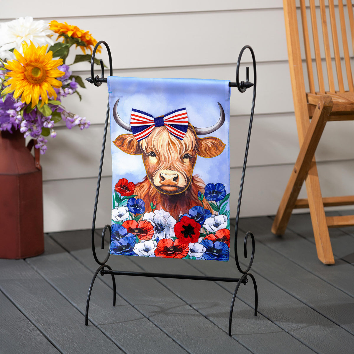 Patriotic Highland Cow Applique Garden Flag – Plow & Hearth