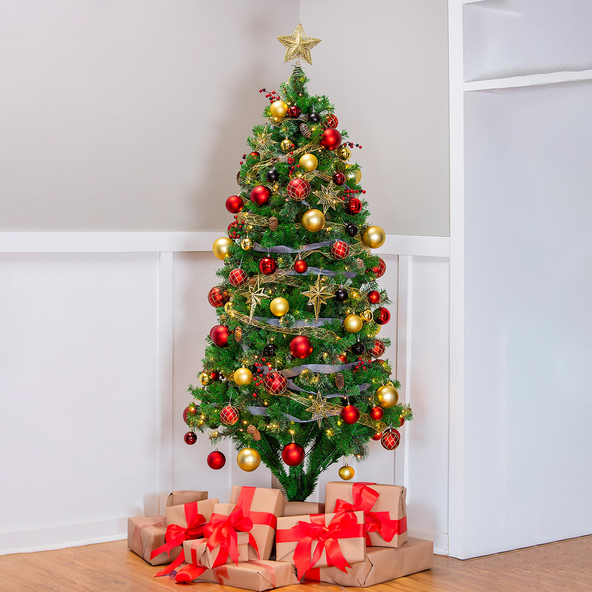 Holiday Traditions Complete Christmas Tree Kit with 250 Lights and 140 ...