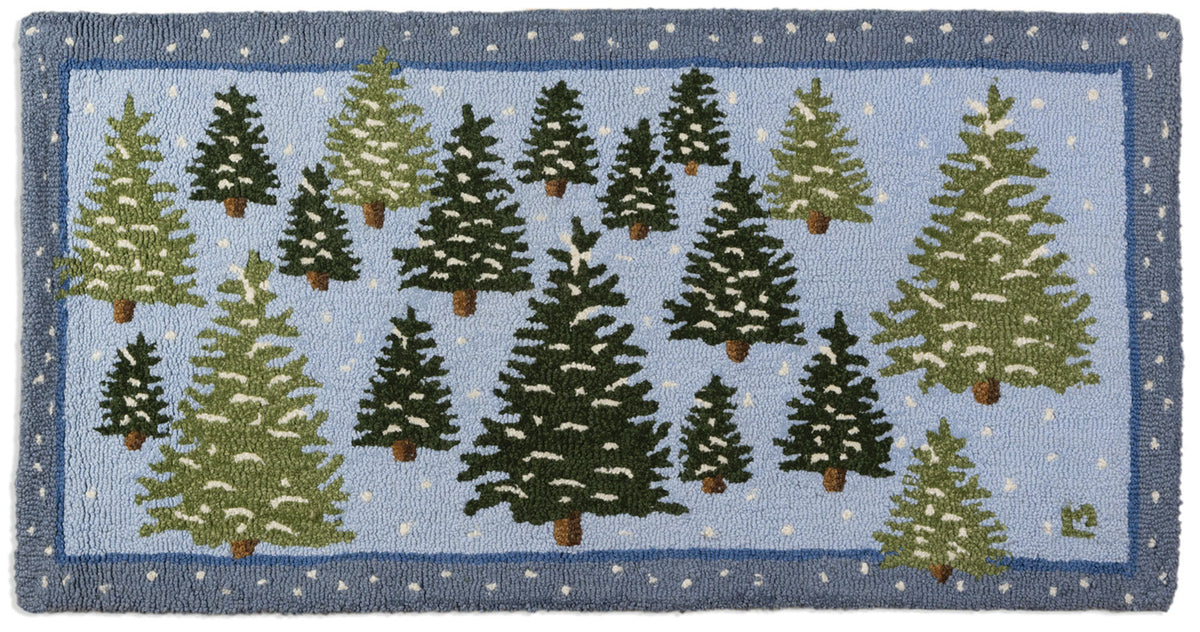 Snowy Tree Farm Hooked Wool Rug – Plow & Hearth
