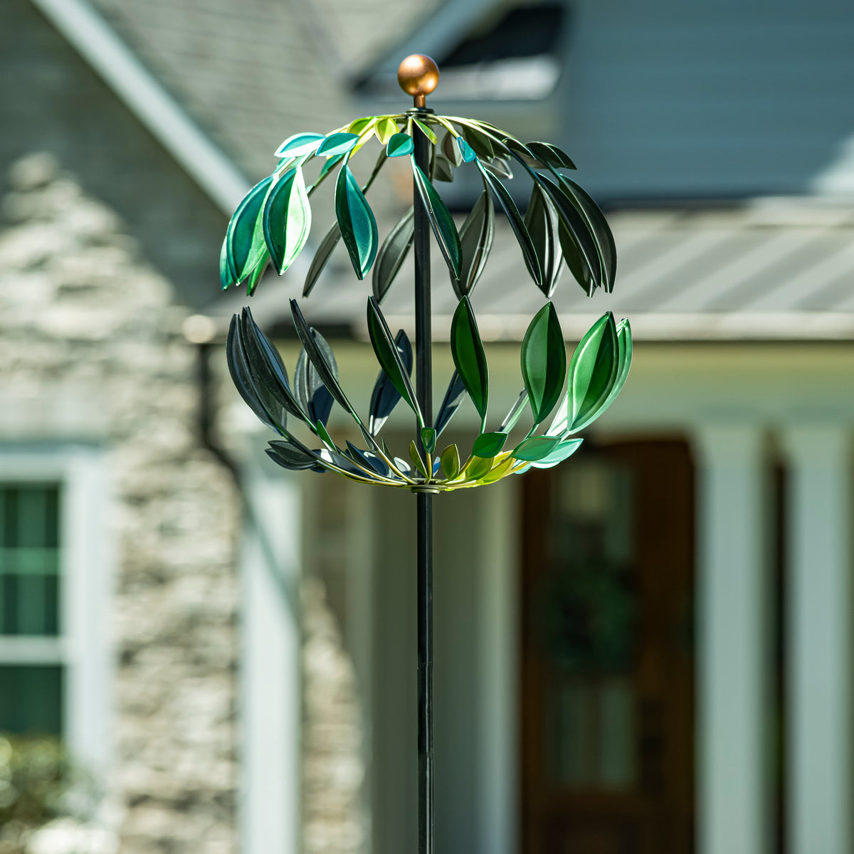 Metal Wind Spinner, Blue Butterfly & Flowers, 74"H – Plow & Hearth