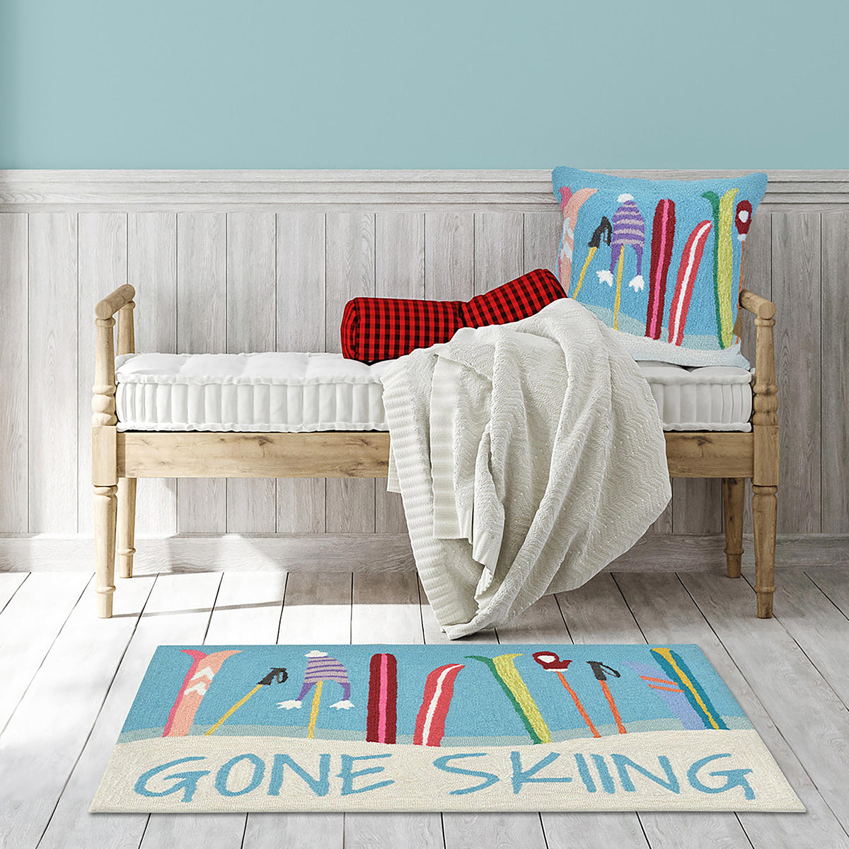 Indoor/Outdoor Hand-Hooked Gone Skiing Accent Rug, 30" x 48" – Plow ...