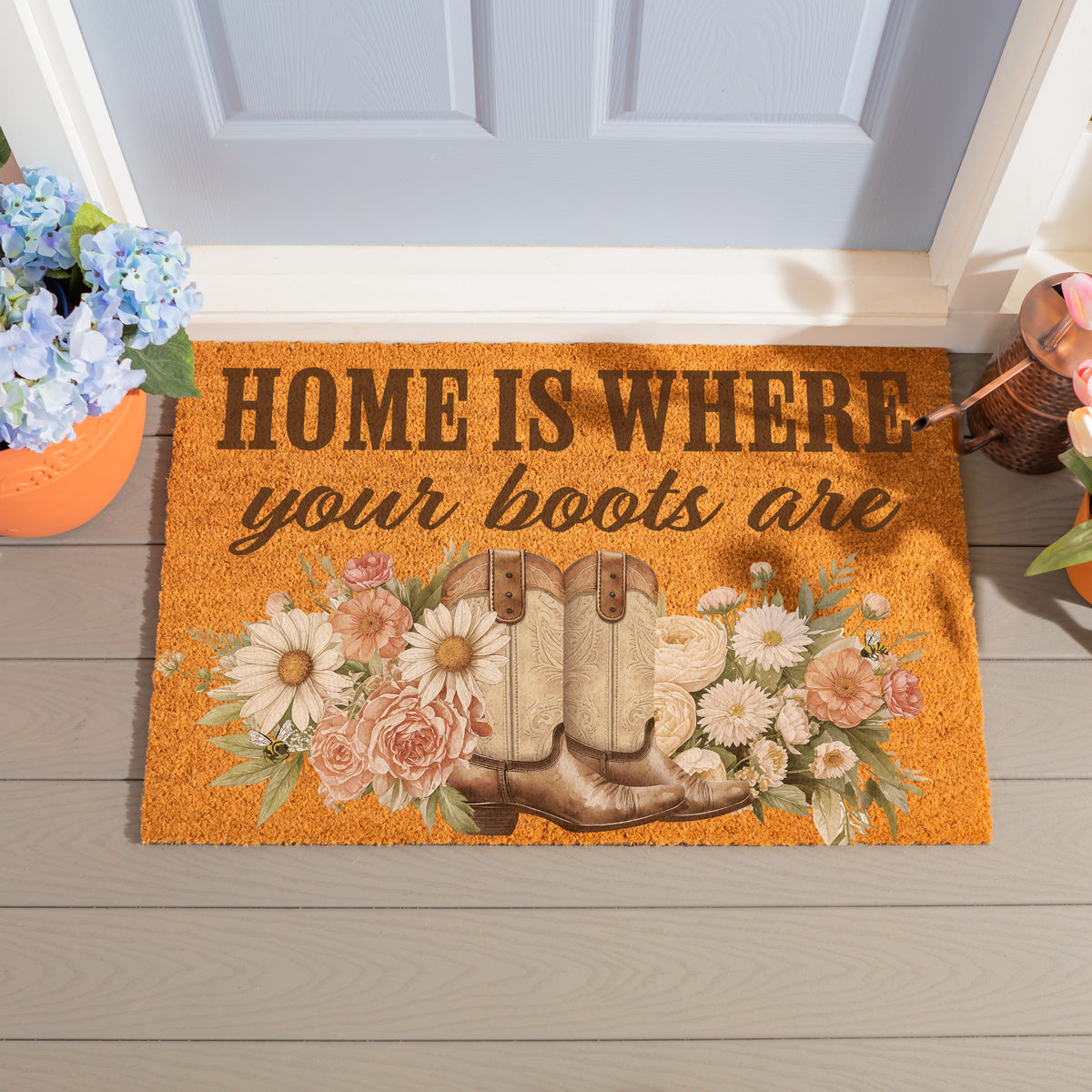 Petal & Plow Floral Boots, Coir Mat, 36"x24" – Plow & Hearth