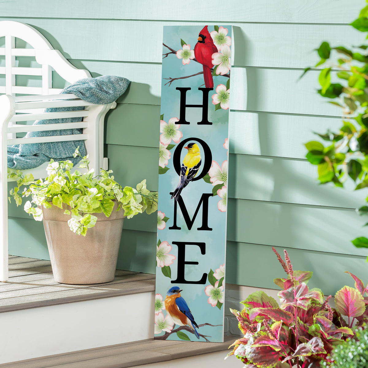 Pollinator Garden Decor, Porch Leaner, Birds, 10.75" L x 46" H – Plow ...