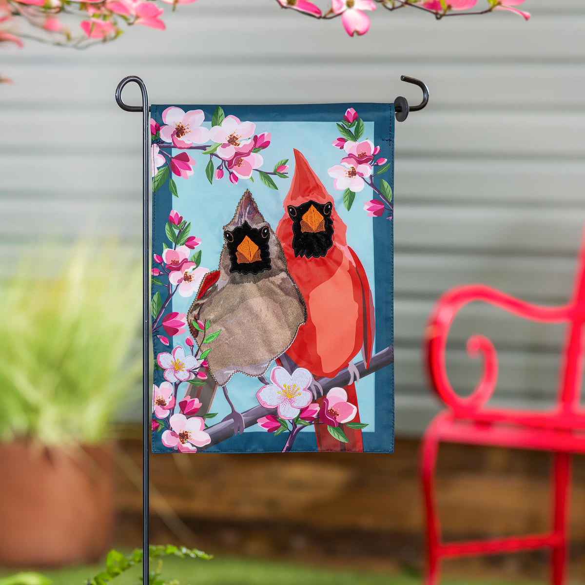Cardinal Couple Applique Garden Flag – Plow & Hearth