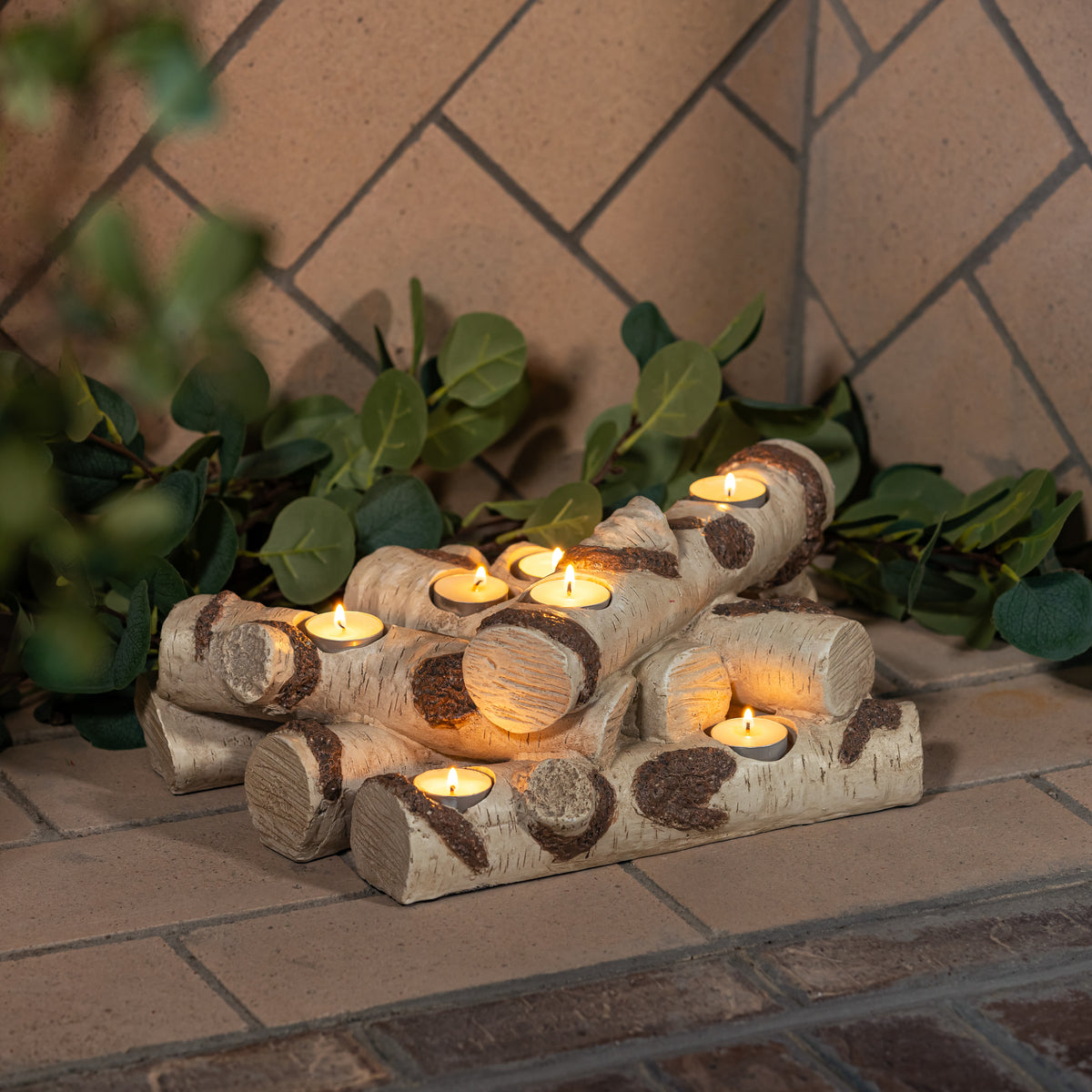 Resin Birch Logs Hearth Candle Holder – Plow & Hearth