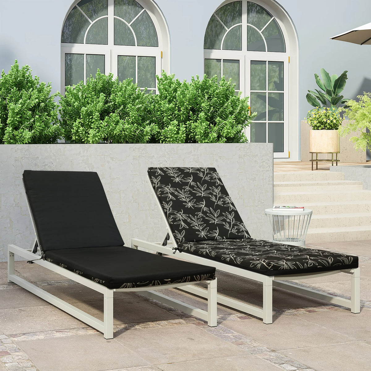 Outdoor Polyester Lounger Cushion 22"x73", White Floral – Plow & Hearth