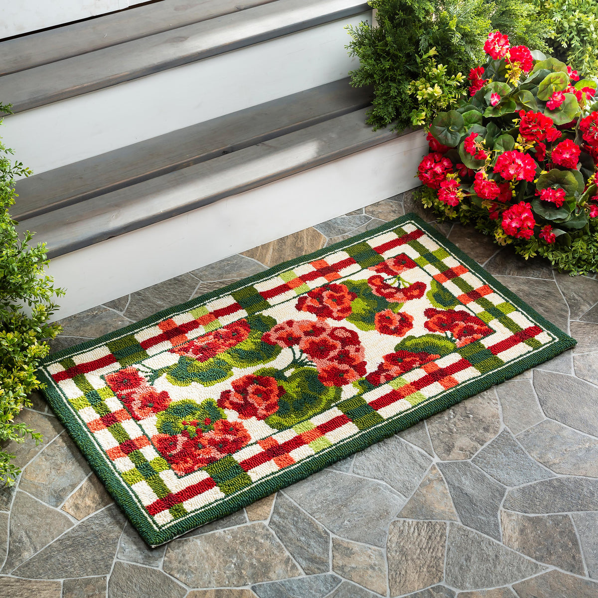 Indoor/Outdoor Geranium Plaid Hooked Polypropylene Accent Rug – Plow ...