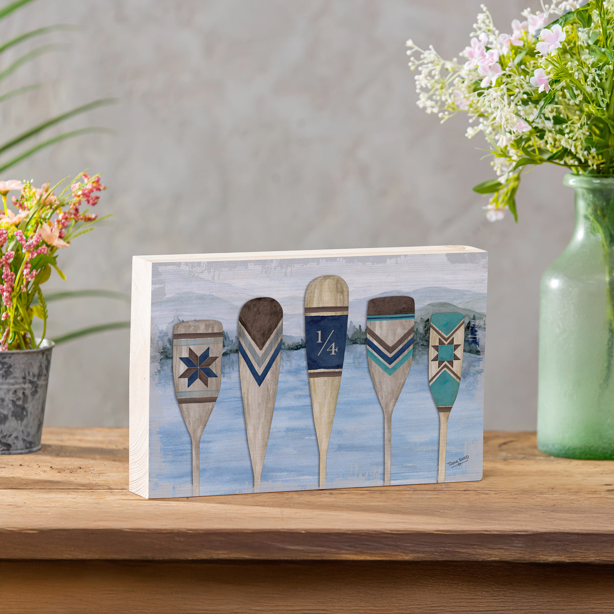 Lake Living Sign Wood Block Paddles 12"L x 8"H – Plow & Hearth