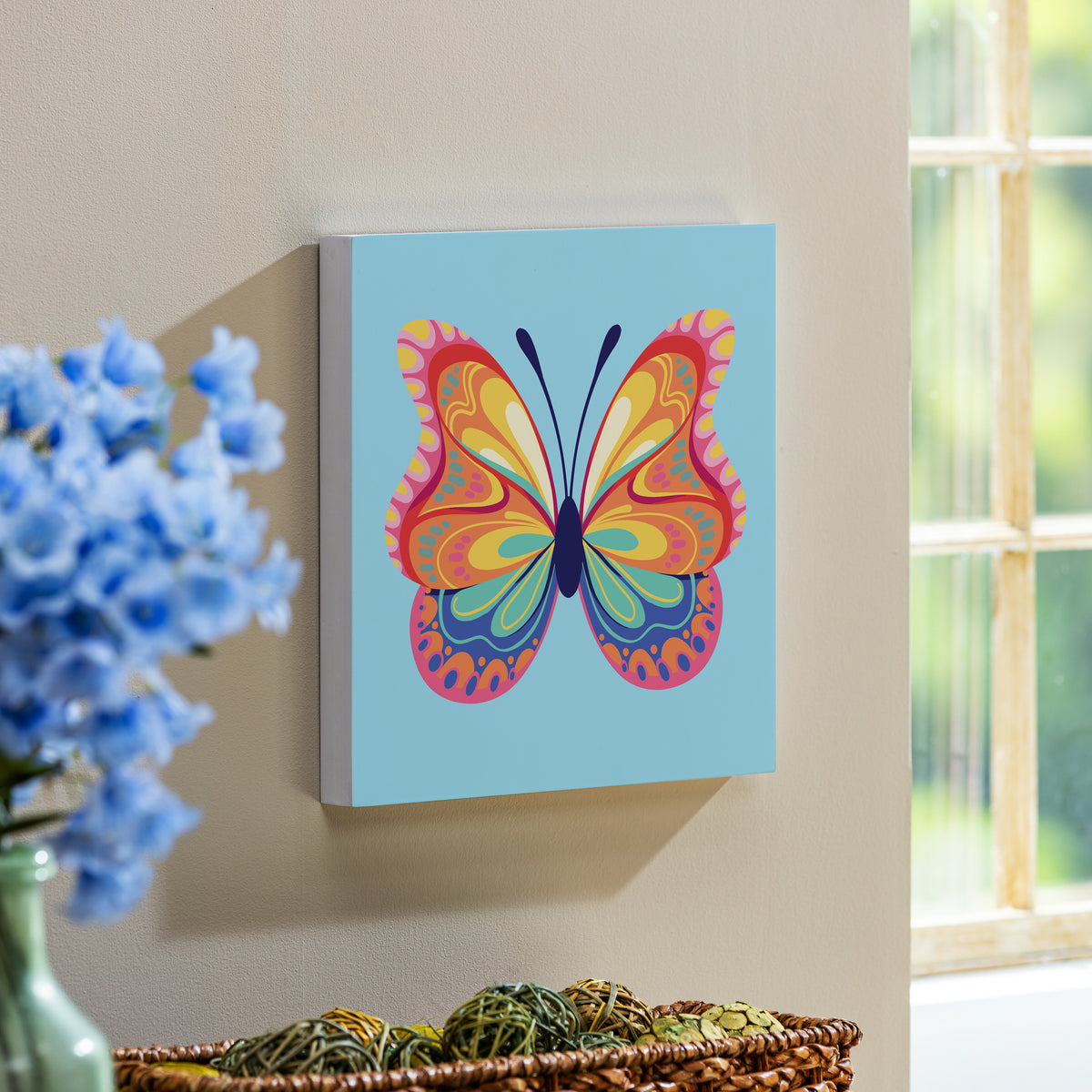Bunny Blooms Indoor Wall Decor, Blue Butterfly, 12" L x 12" H – Plow ...