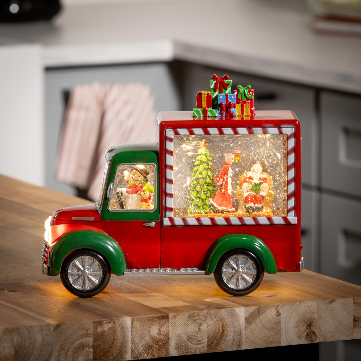 Sugar & Stripes Bright LED Table Decor Santa and Mrs. Claus in Truck P ...