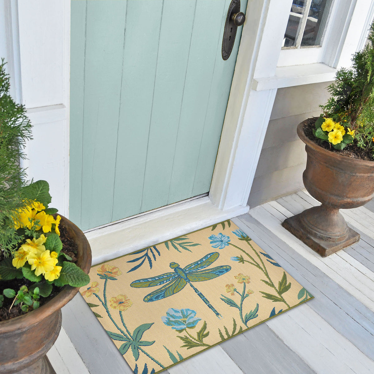 Floral Dragonfly Indoor/Outdoor Rug – Plow & Hearth
