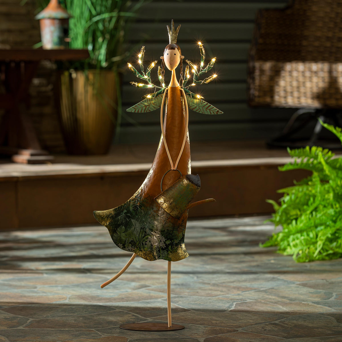 Lighted Fairy Girl with Watering Can Garden Statue – Plow & Hearth