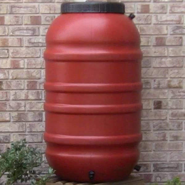 Terra Cotta Red HDPE Plastic 55-Gallon Rain Barrel with Spigot – Plow ...