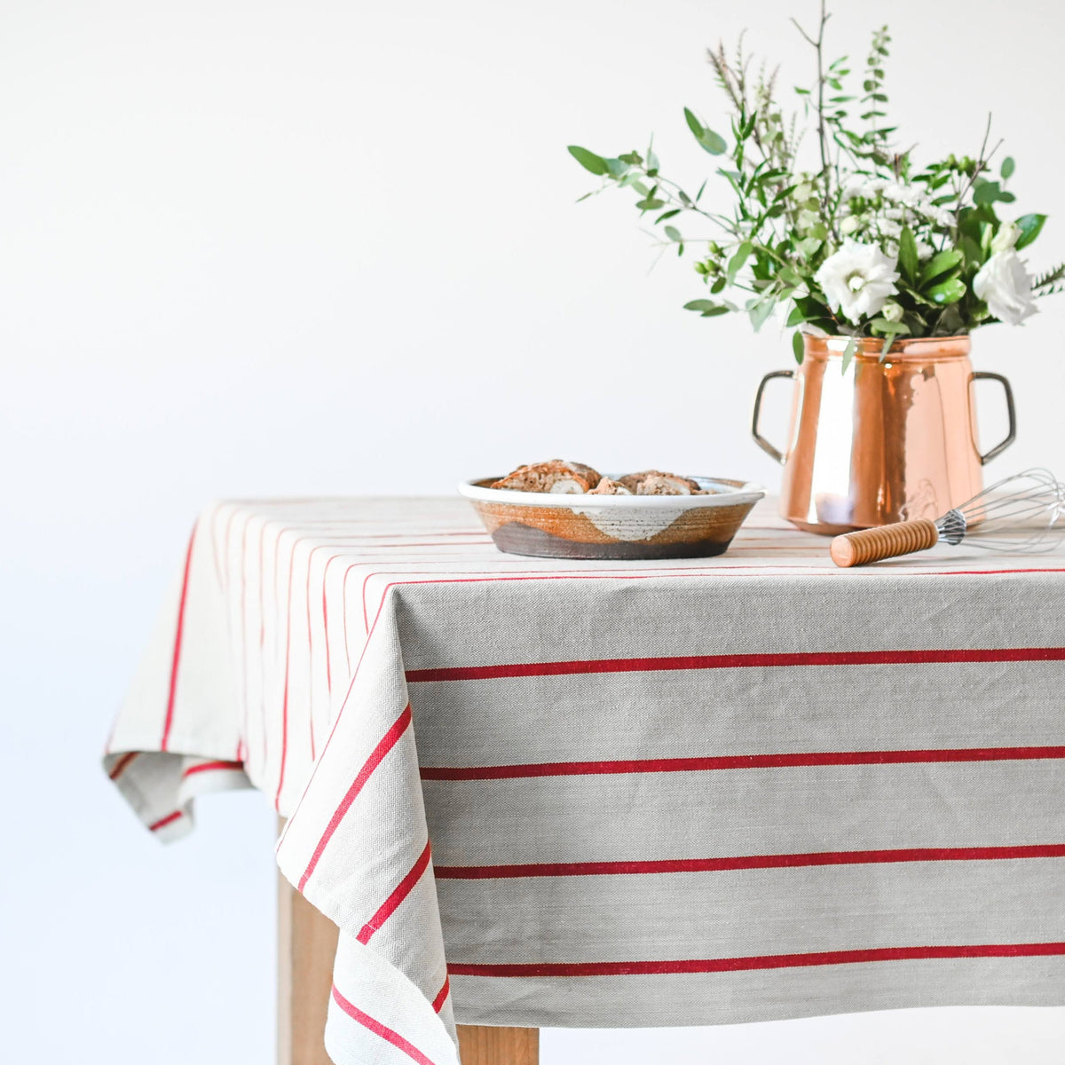Red Stripe Linen Tablecloth – Plow & Hearth