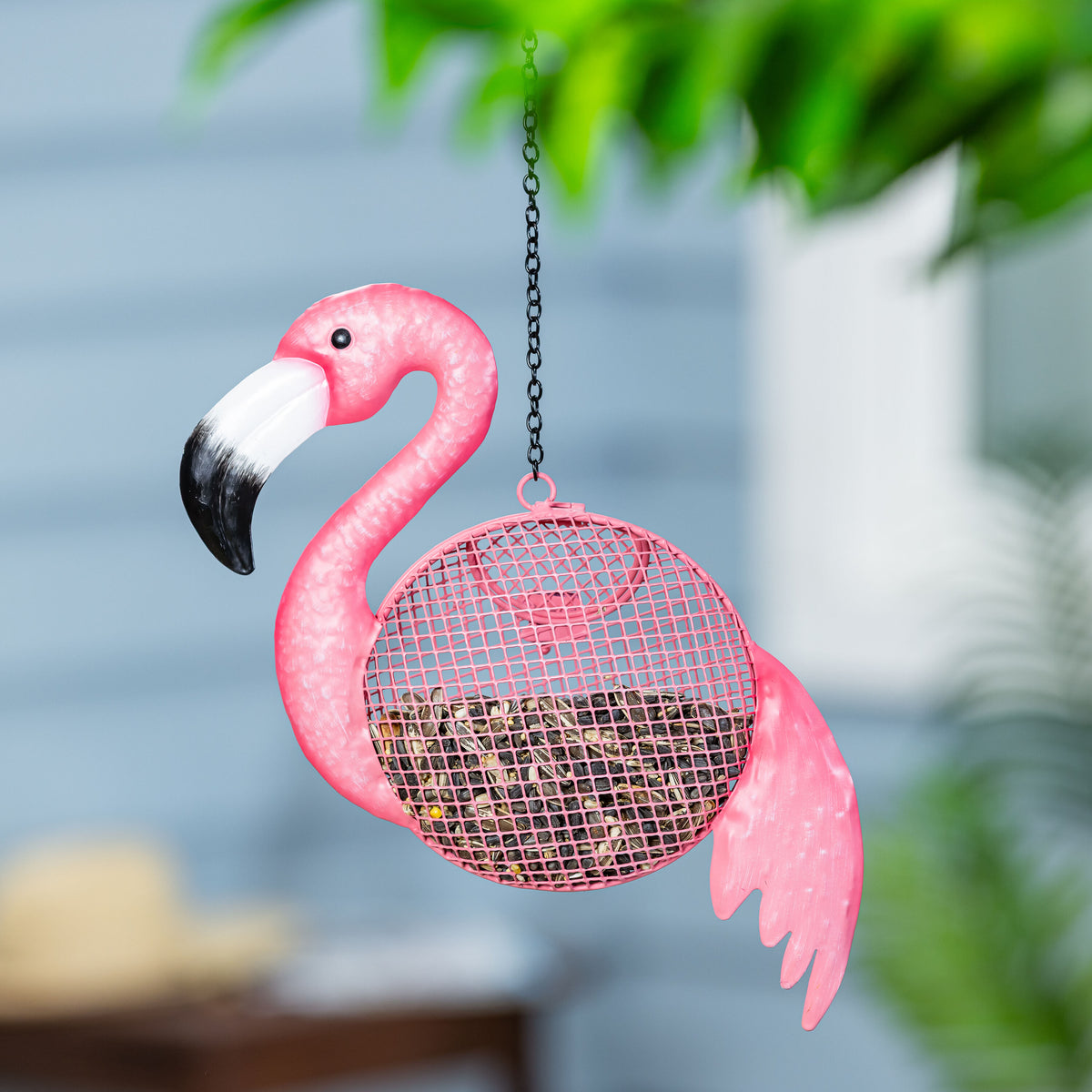 Palm Beach Bird Feeder, Metal Flamingo Seed Feeder – Plow & Hearth